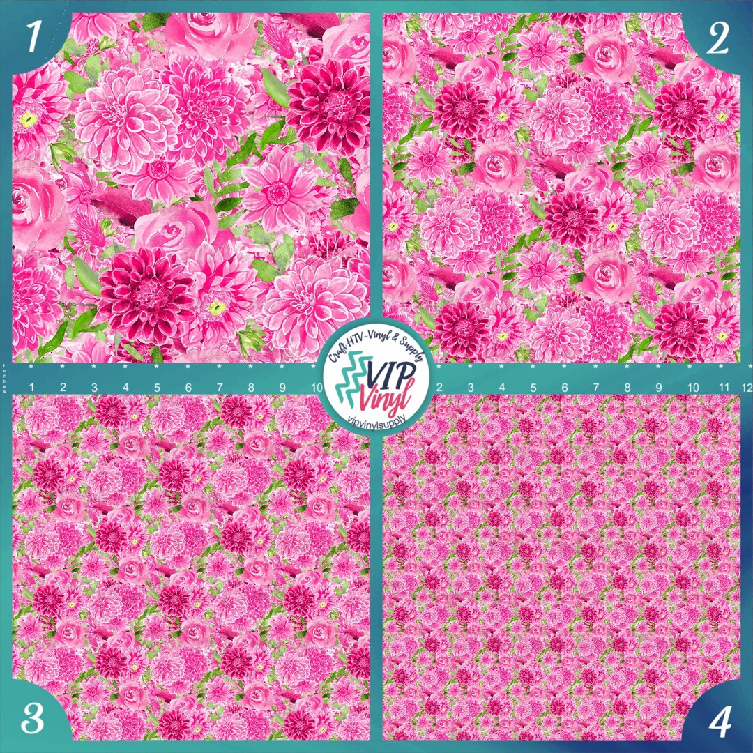 Floral Print HTV, Adhesive Vinyl or HTV, Printed Vinyl Sheets, Pink ...