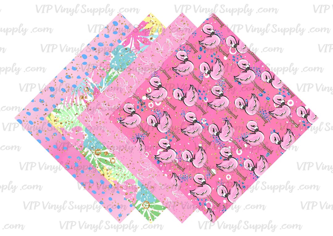 Pink Flamingo HTV Vinyl Bundle, Cute Flamingos Pattern Vinyl Sheets ...