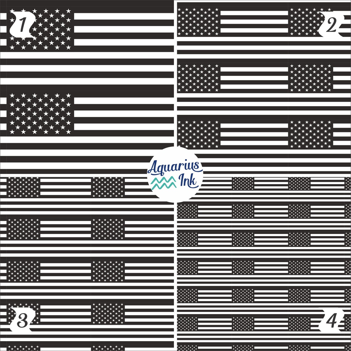 Black and White American Flag HTV Vinyl Pattern Vinyl Sheets | Etsy