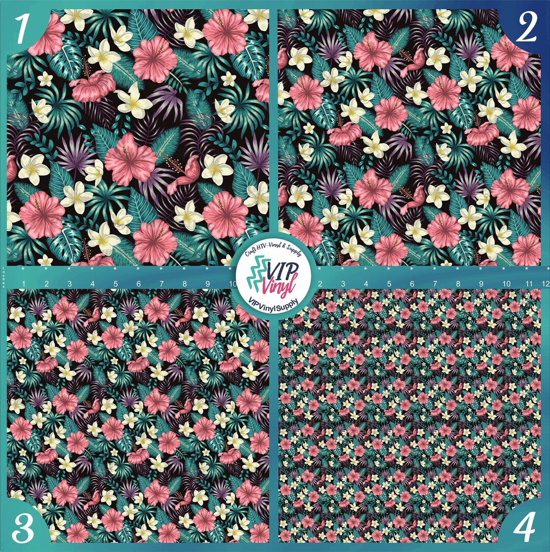 Pink Hibiscus Floral HTV Vinyl Tropical Flower Pattern on - Etsy