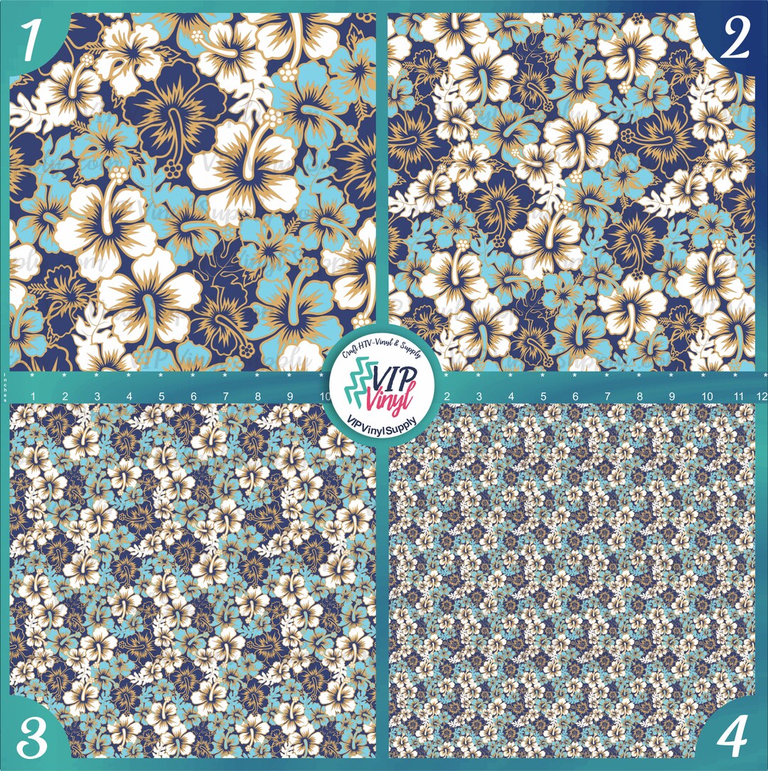 Flower Patterned Craft Vinyl Sheet, Heat Transfer Vinyl or Adhesive ...