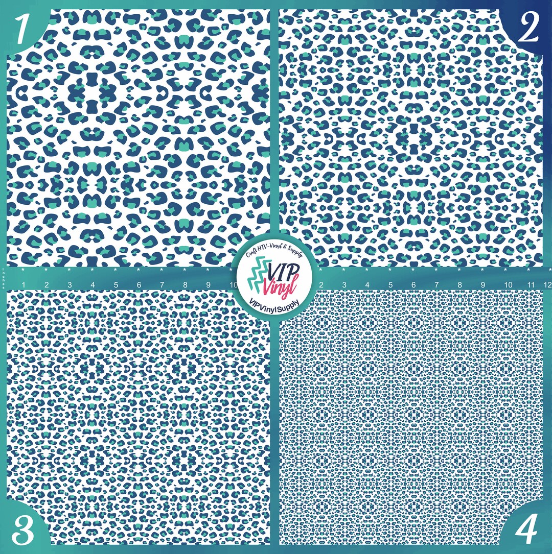 Teal & Blue Snow Leopard Print HTV Vinyl, Heat Transfer Vinyl or ...