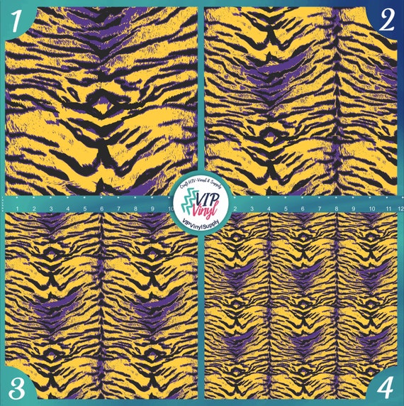Purple & Gold Tiger Pattern HTV Vinyl Heat Transfer Vinyl or | Etsy