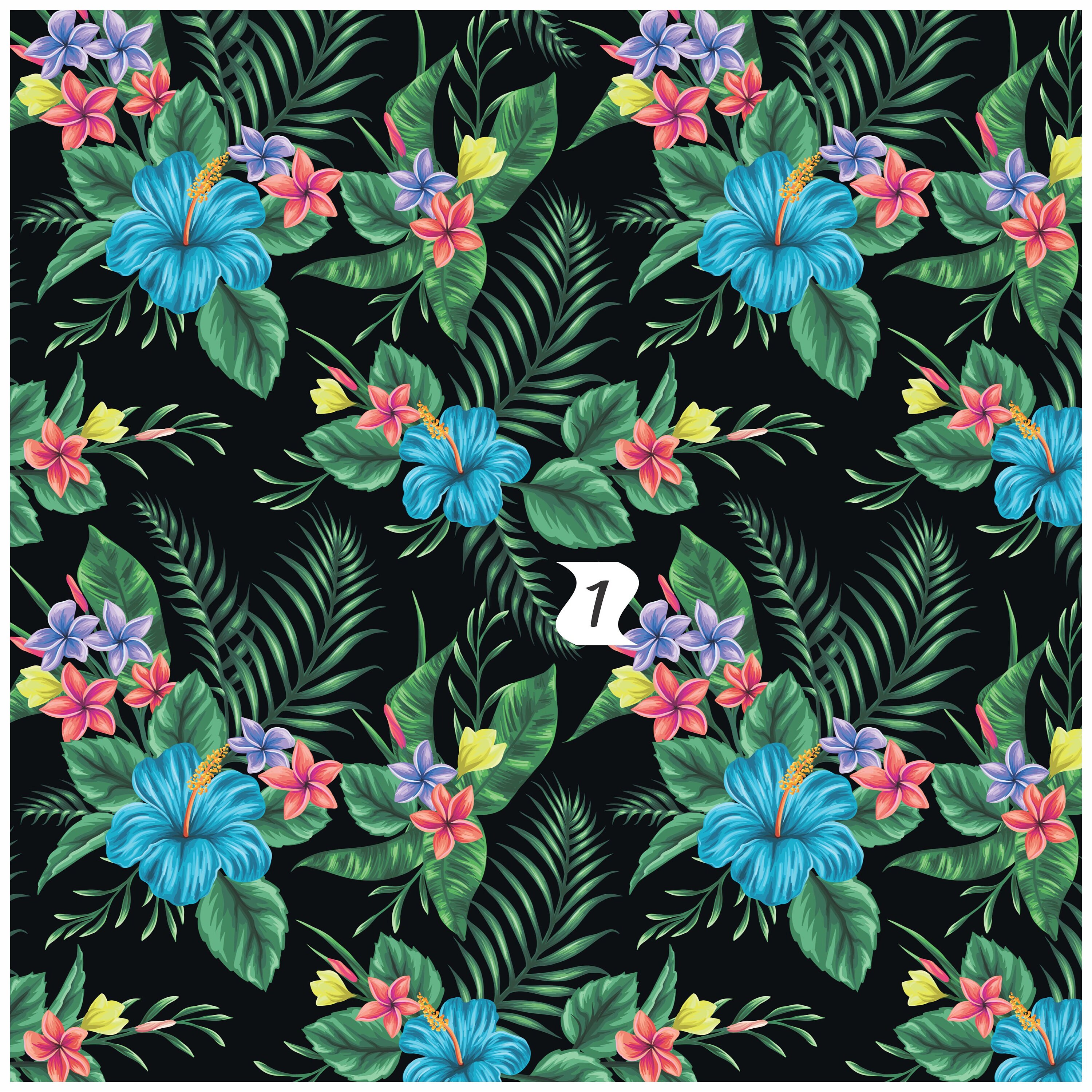 Tropical Floral HTV Vinyl Tropical Flower pattern on Black | Etsy