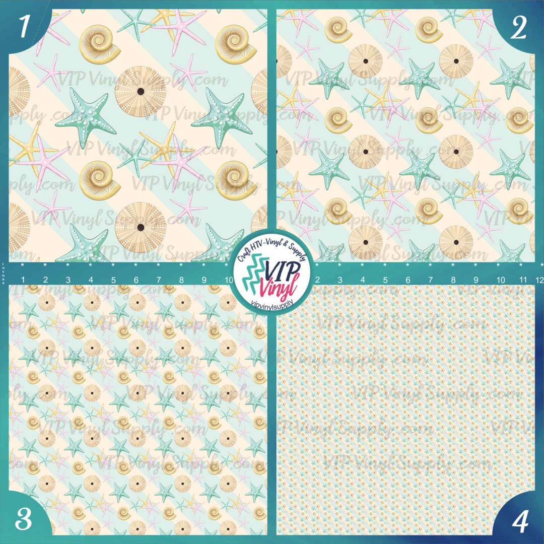 Seashell Patterned Craft Vinyl Sheet, Heat Transfer Vinyl, Adhesive ...