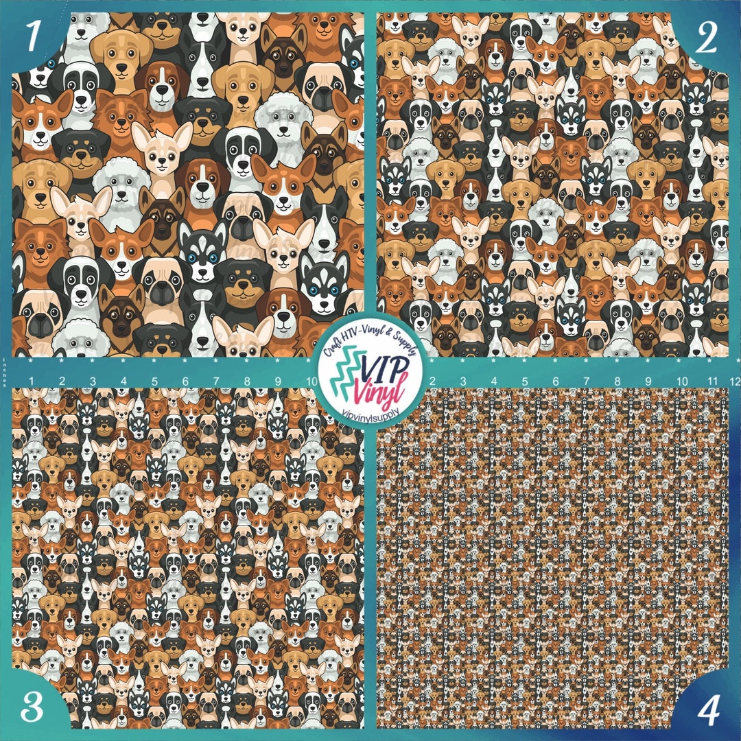 Dog Patterned HTV Vinyl Heat Transfer Vinyl or Outdoor Adhesive Vinyl ...