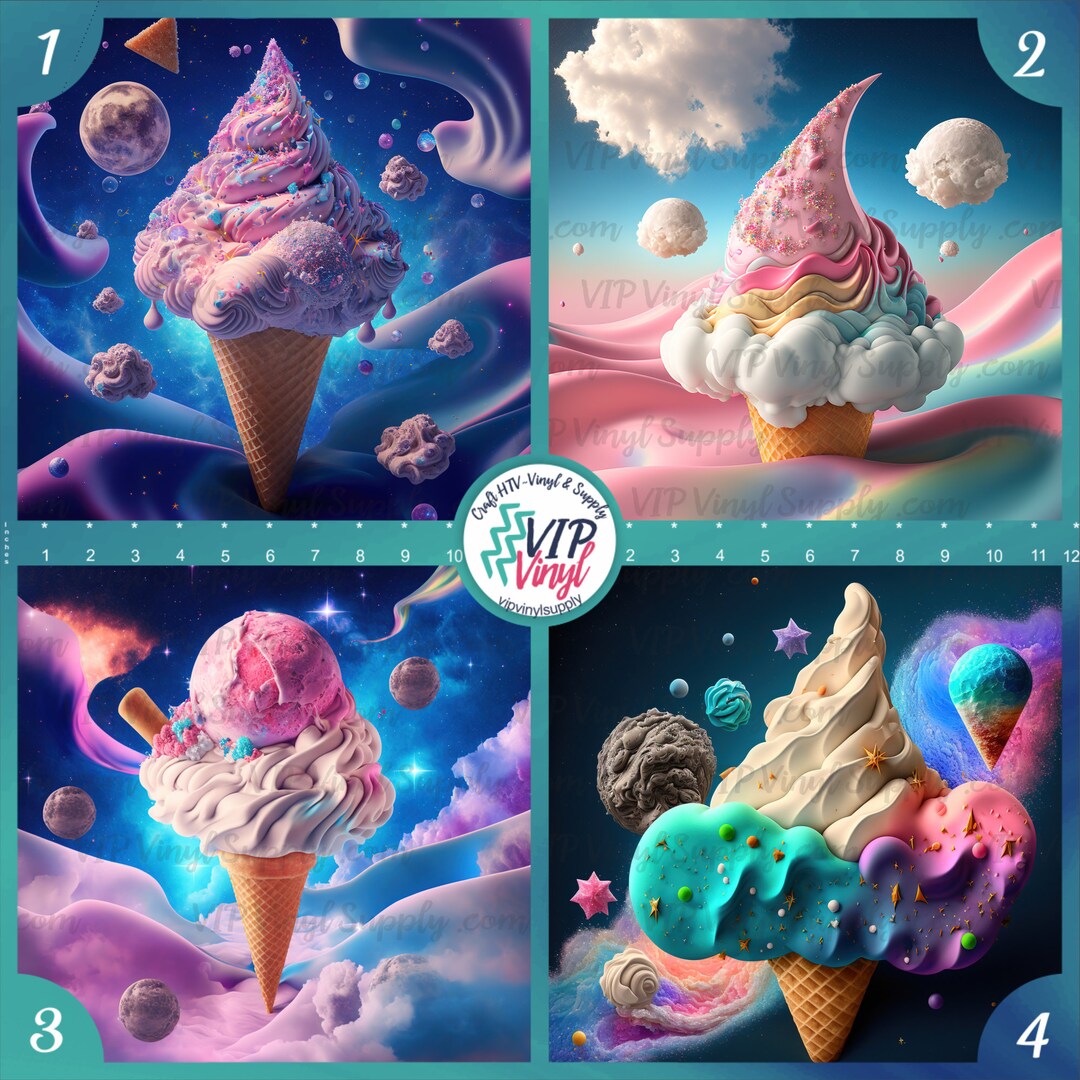 Ice Cream Patterned Craft Vinyl Sheet, Heat Transfer Vinyl, Adhesive ...