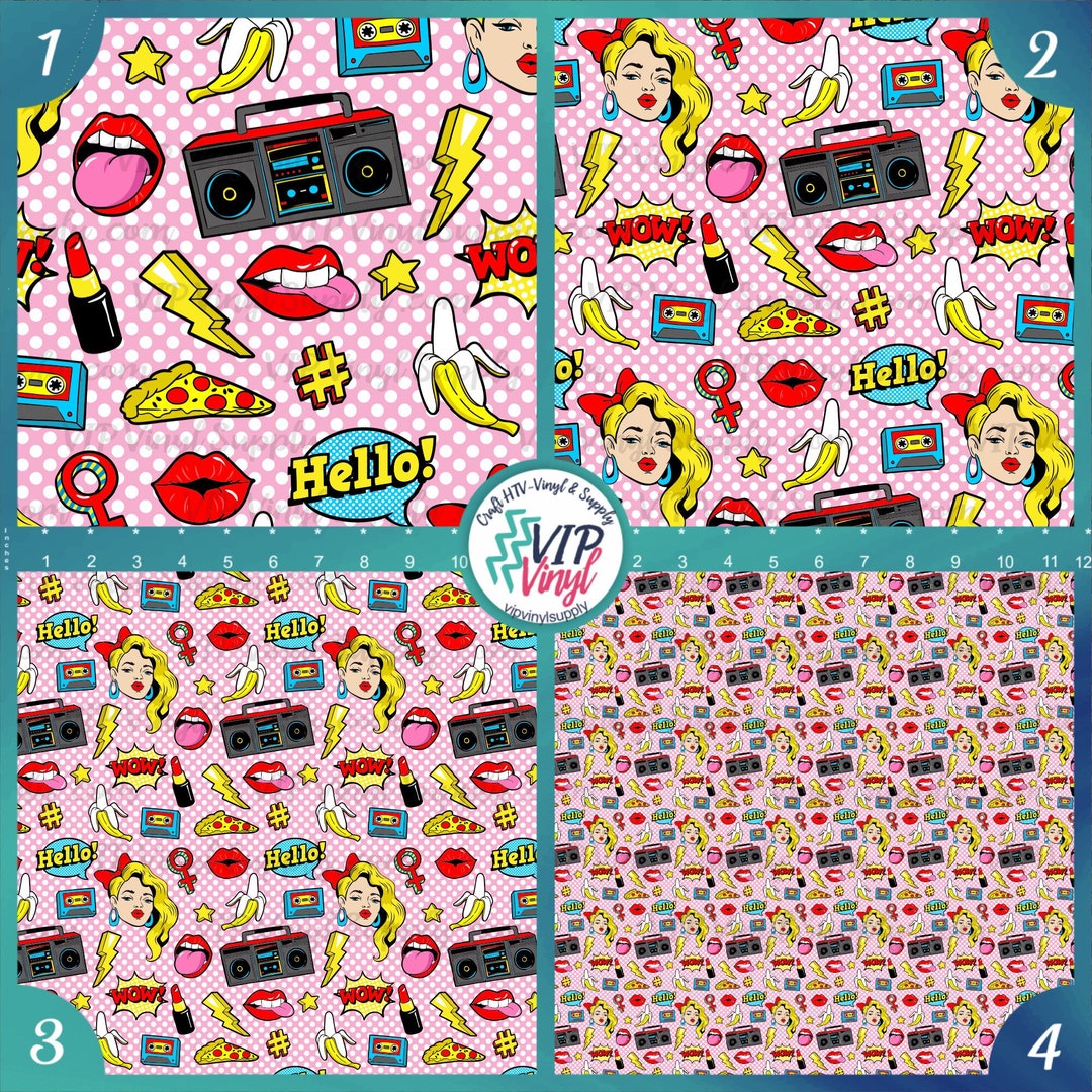 Pink Retro Pop Craft Vinyl Sheet, Heat Transfer Vinyl, Outdoor Adhesive ...