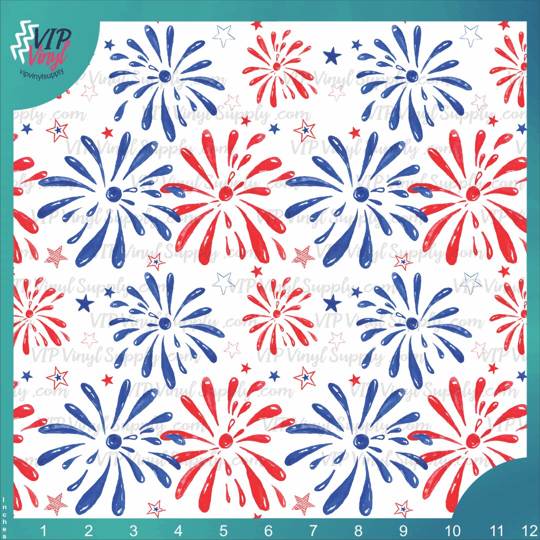 Fireworks Vinyl Sheet, Heat Transfer Vinyl, Adhesive Vinyl, 4th of July ...