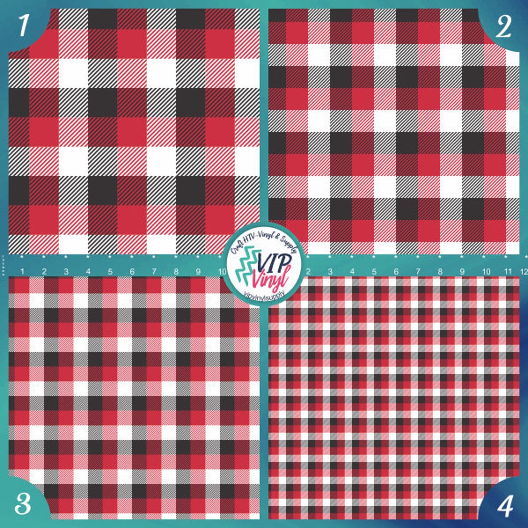 Red Black & White Plaid HTV Vinyl, Lumberjack Plaid Patterned Oracal ...