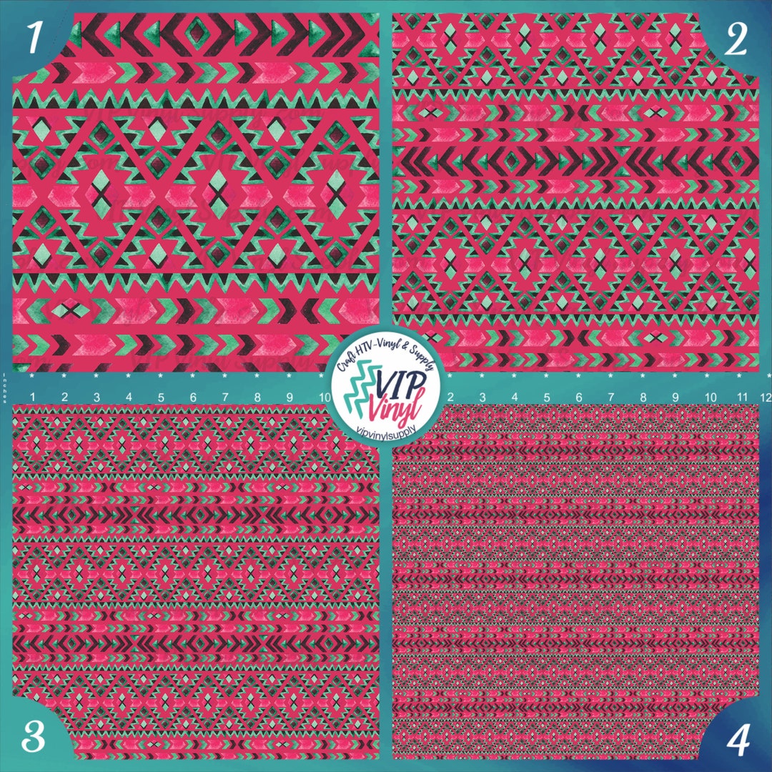 Pink Aztec Patterned Craft Vinyl Sheet, Heat Transfer Vinyl, Adhesive ...