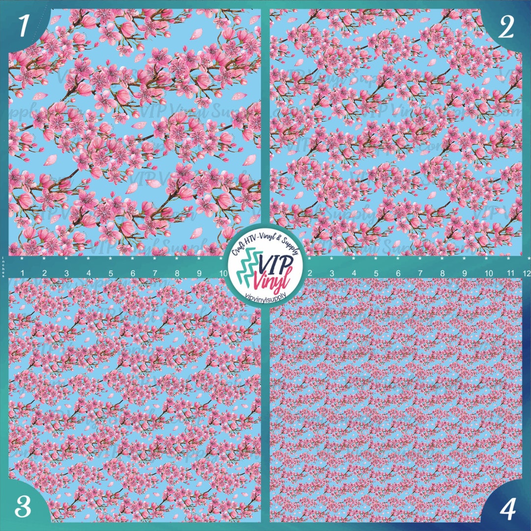 Sakura Patterned Craft Vinyl Sheet, Heat Transfer Vinyl, Adhesive Vinyl ...