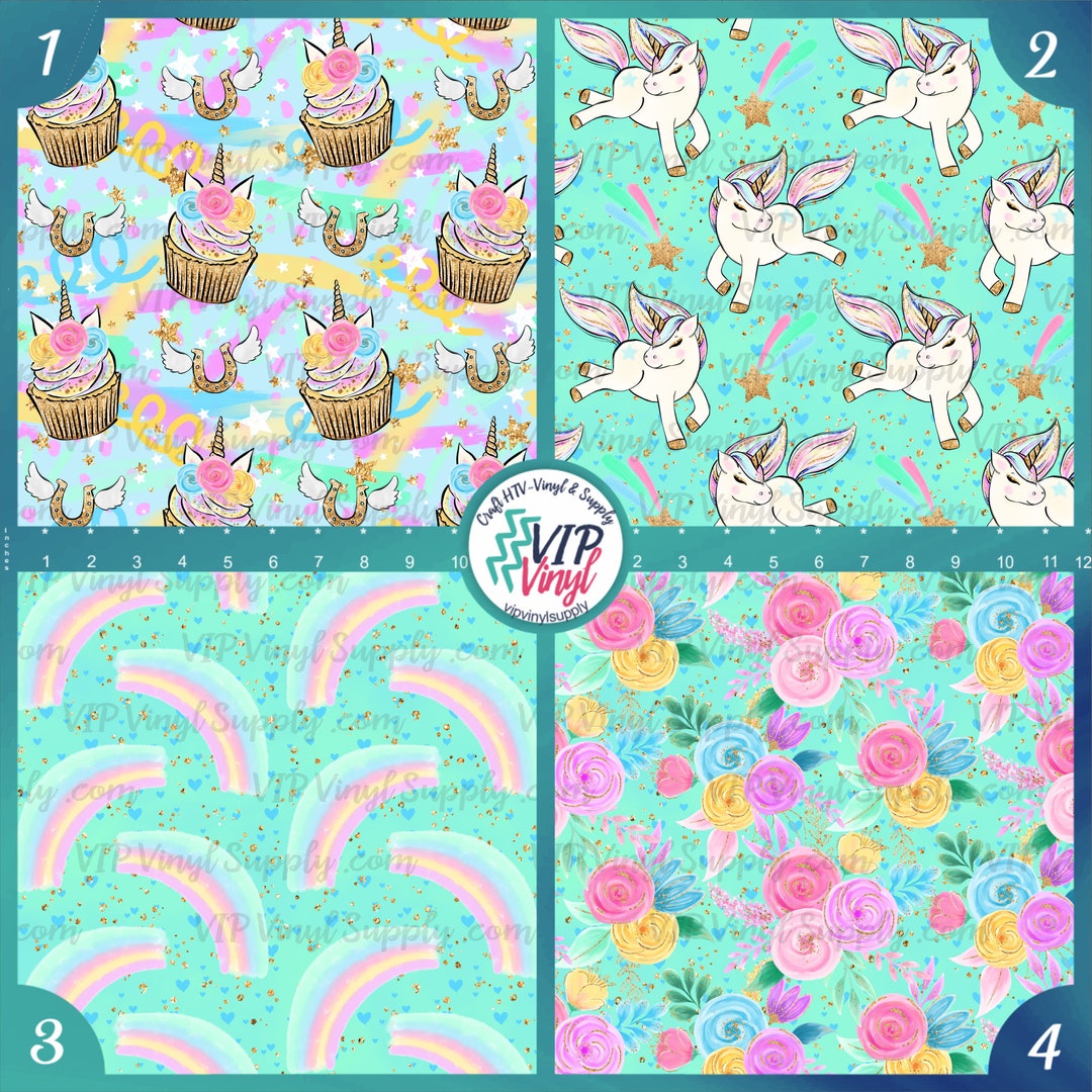 Unicorn Patterned Craft Vinyl Sheet, Heat Transfer Vinyl, Adhesive ...