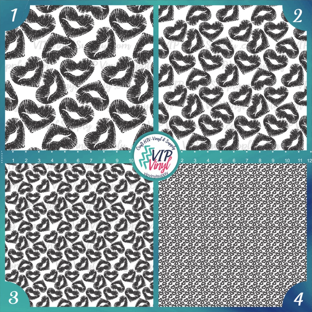 Heart Lips Patterned HTV Vinyl, Black and White Pattern Vinyl, Heat ...