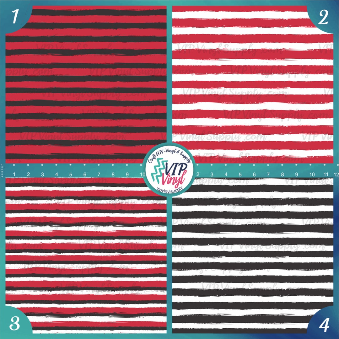 Distressed Stripes HTV Vinyl, Red Black and White Patterned Vinyl ...