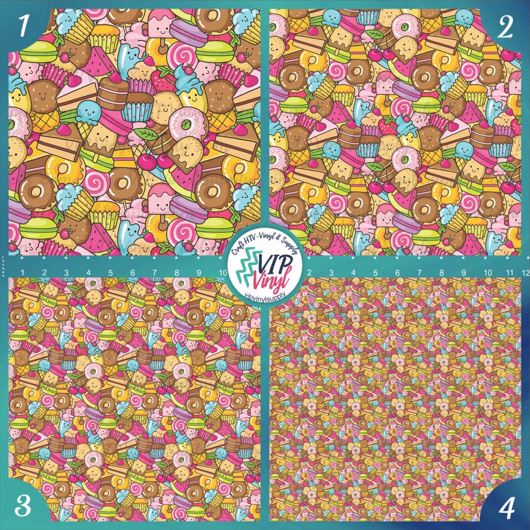 Dessert Patterned Craft Vinyl Sheet, Heat Transfer Vinyl, Adhesive ...