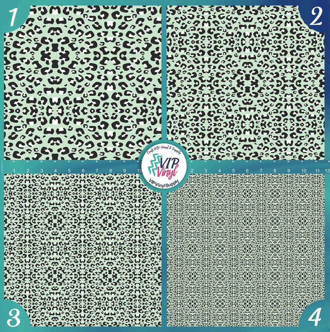 Mint & White Leopard print Vinyl , Spring HTV or Adhesive Animal ...