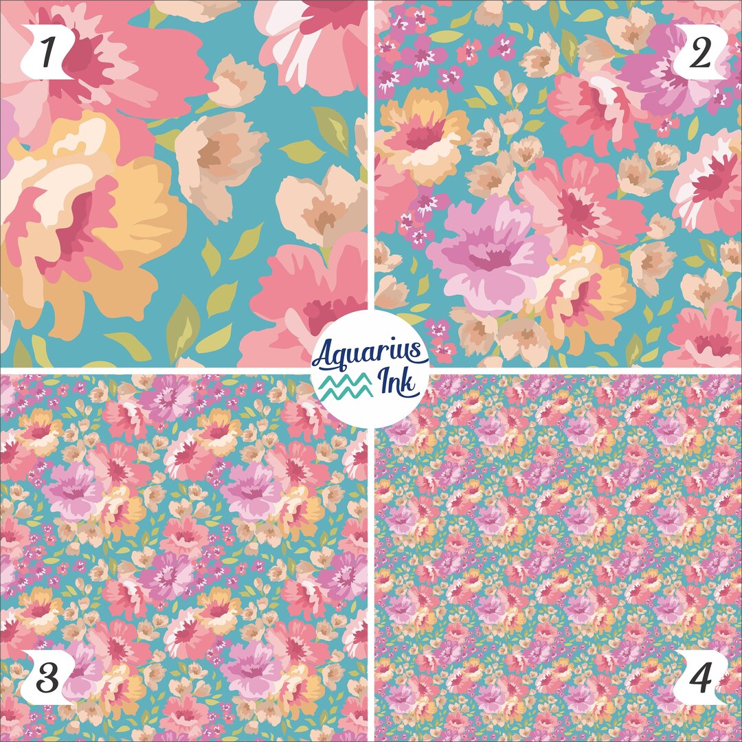 Floral Rose HTV Vinyl, Vintage Flower pattern on Mint/Teal Vinyl Sheets ...
