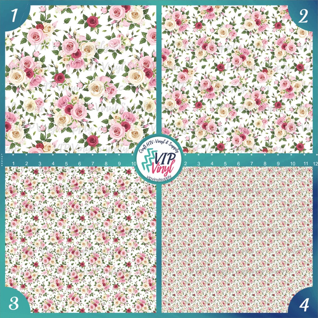 Floral Print HTV, Adhesive Vinyl or HTV, Printed Vinyl Sheets, Floral ...