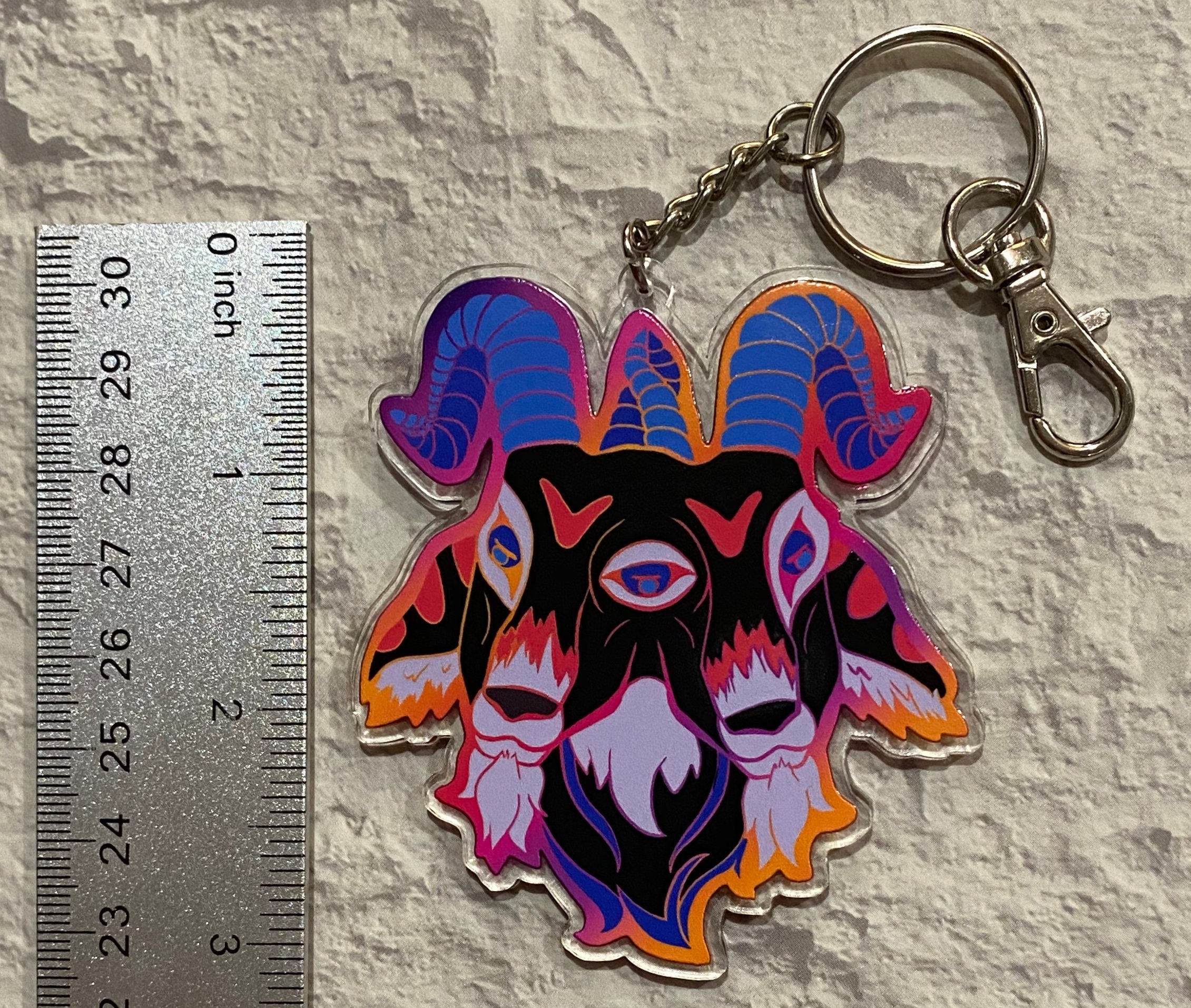 Fuzed Goat Baphomet Mutant Acrylic Keychain | Etsy