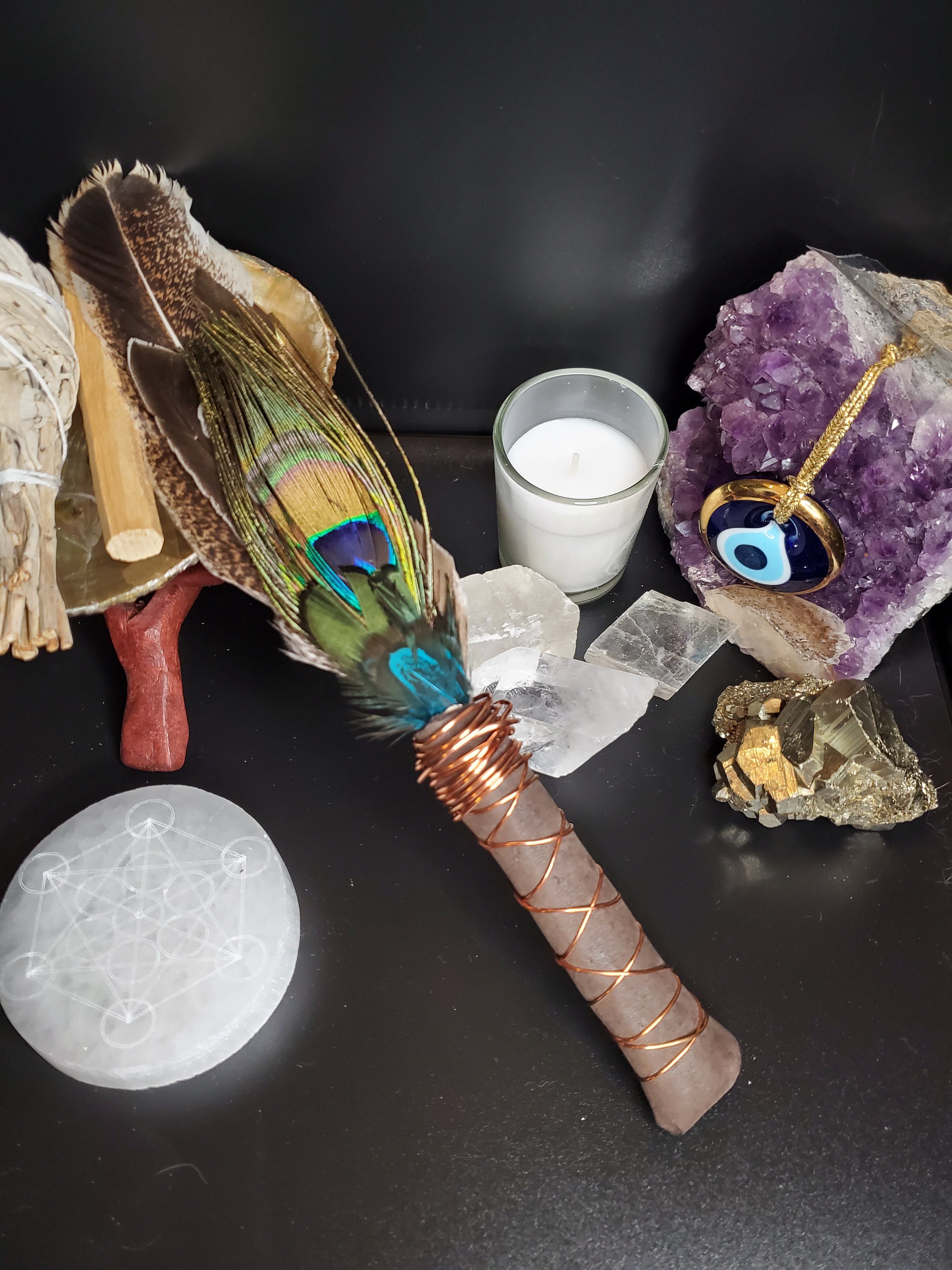 Smudge Feather Fan, Sage Feather Fan, Prayer Feather Fan, Shaman ...