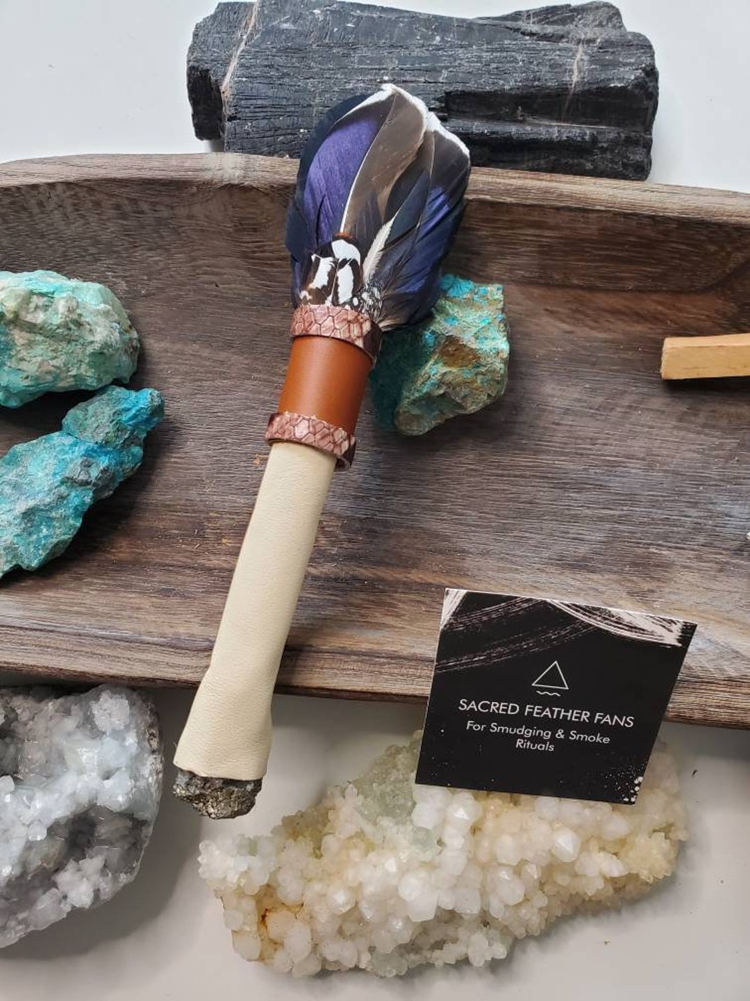 Smudge Feather Fan, Sage Feather Fan, Prayer Feather Fan, Shaman Wand ...