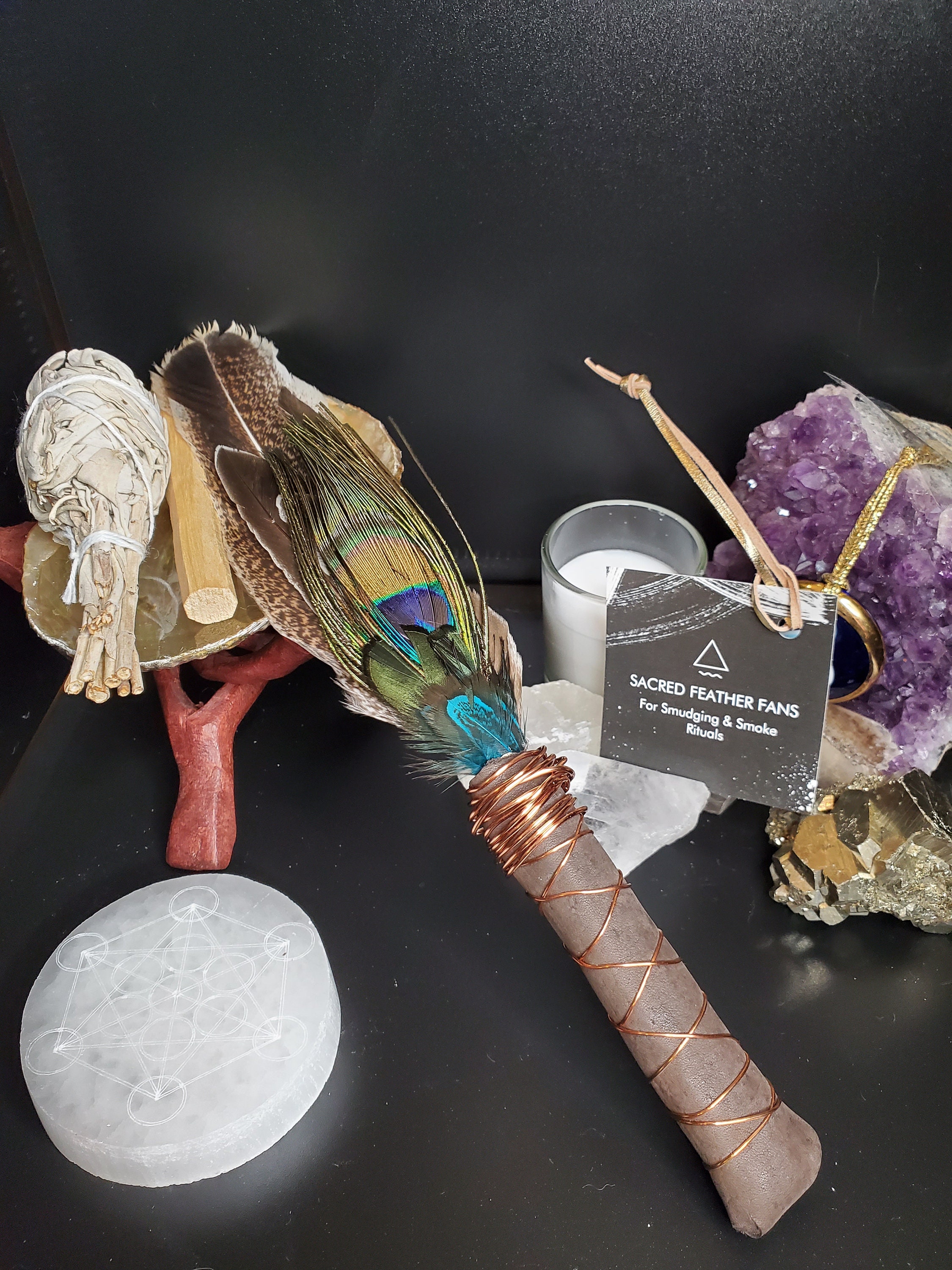Smudge Feather Fan, Sage Feather Fan, Prayer Feather Fan, Shaman ...