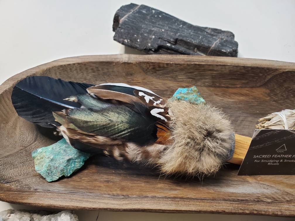 Smudge Feather Fan, Smudge Feather Set, Sage Feather Fan, Prayer ...