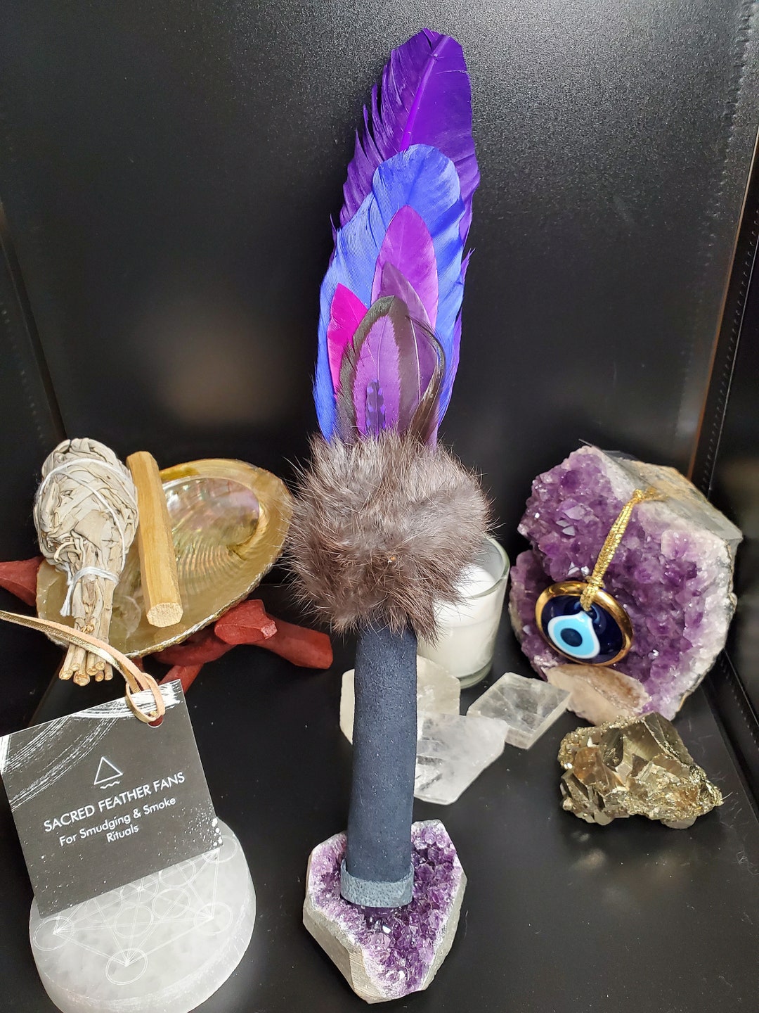 Smudge Feather, Sage Feather, Prayer Feather Fan, Feather Fan, Shaman ...