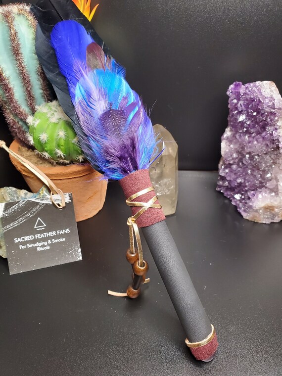 Smudge Feather Fan Sage Feather Fan Prayer Feather Fan - Etsy