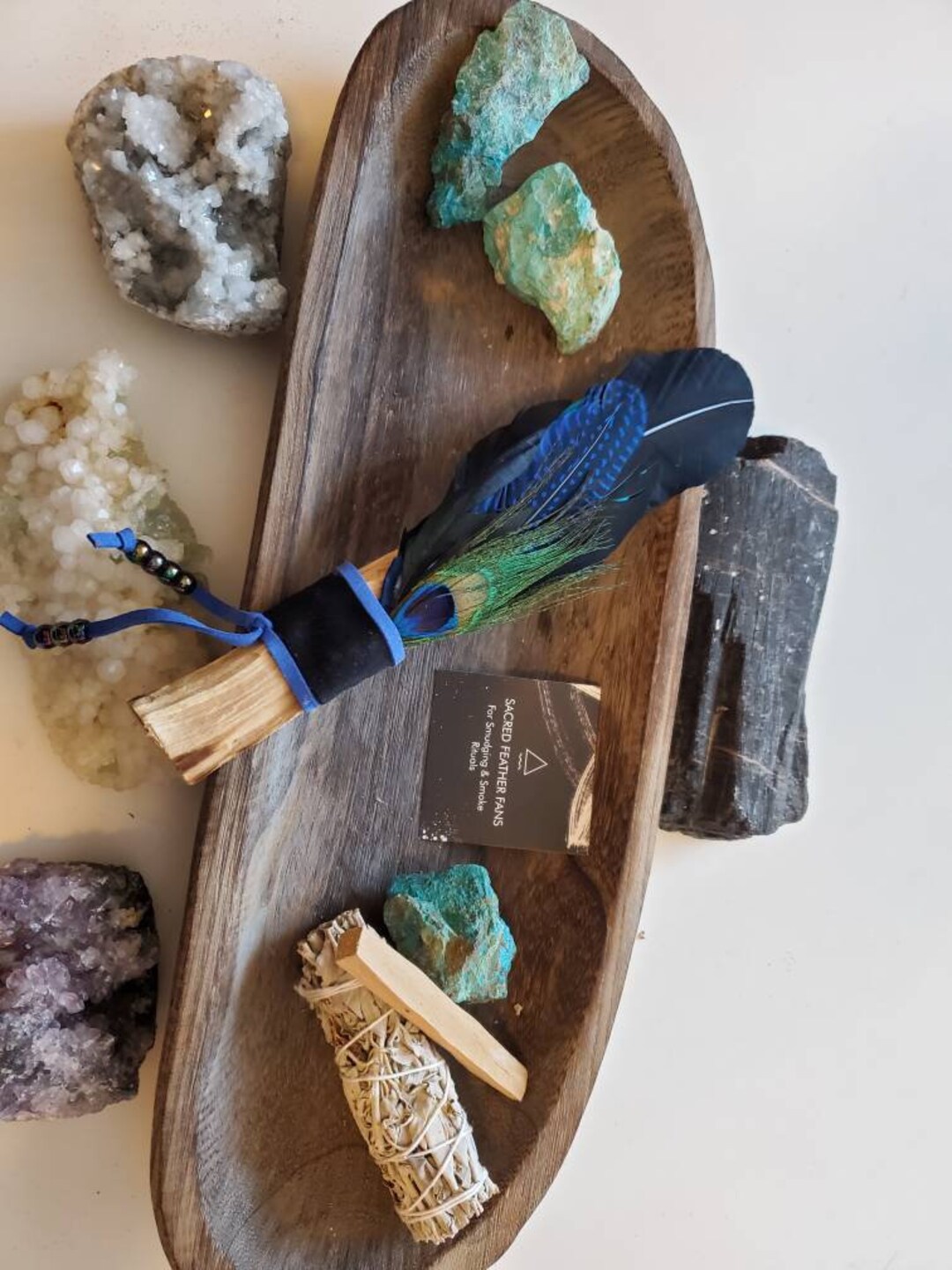 Smudge Feather Fan, Prayer Feather Fan, Shaman Wand, Sage Feather Fan ...
