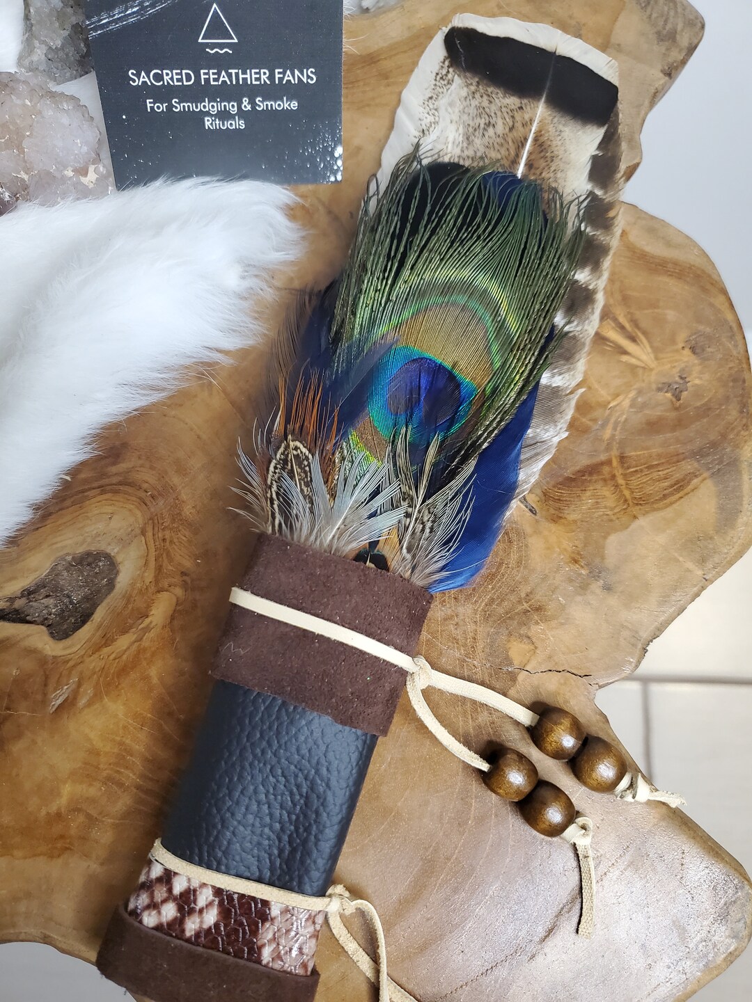Smudge Feather Fan - Desert Eagle Snake - Shaman Fan - Prayer Feather ...