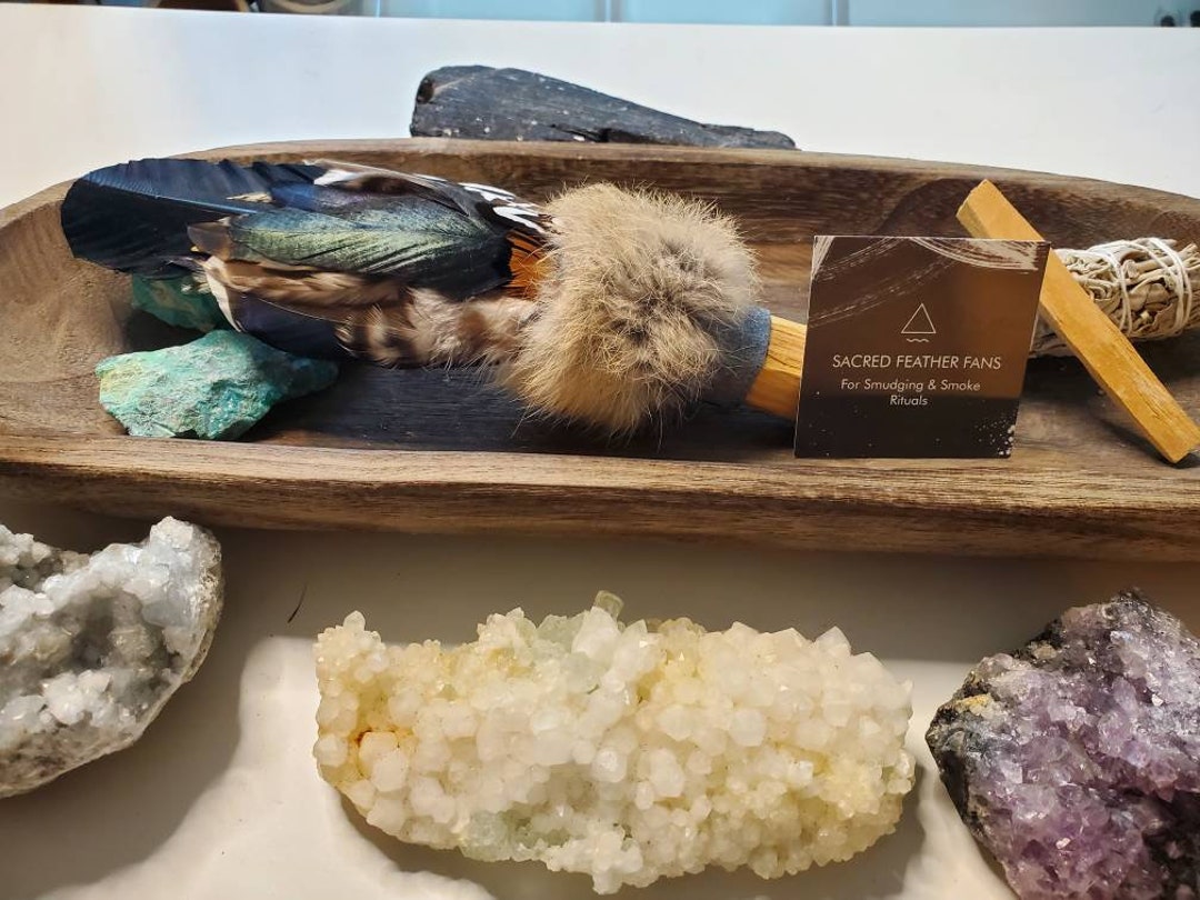 Smudge Feather Fan, Smudge Feather Set, Sage Feather Fan, Prayer ...