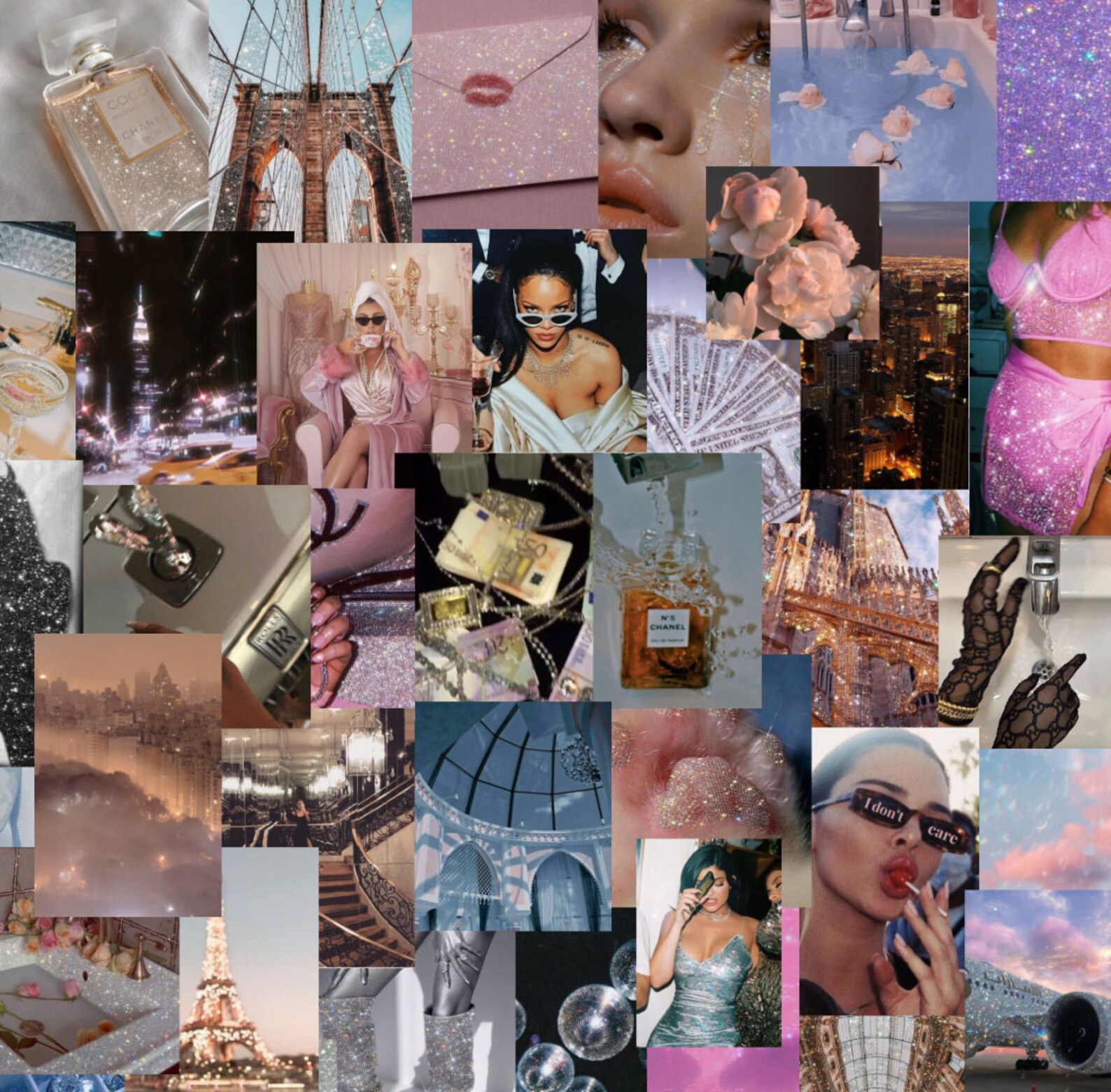 Boujee Glam Aesthetic Wall Collage Kit 100 Pieces Digital Etsy
