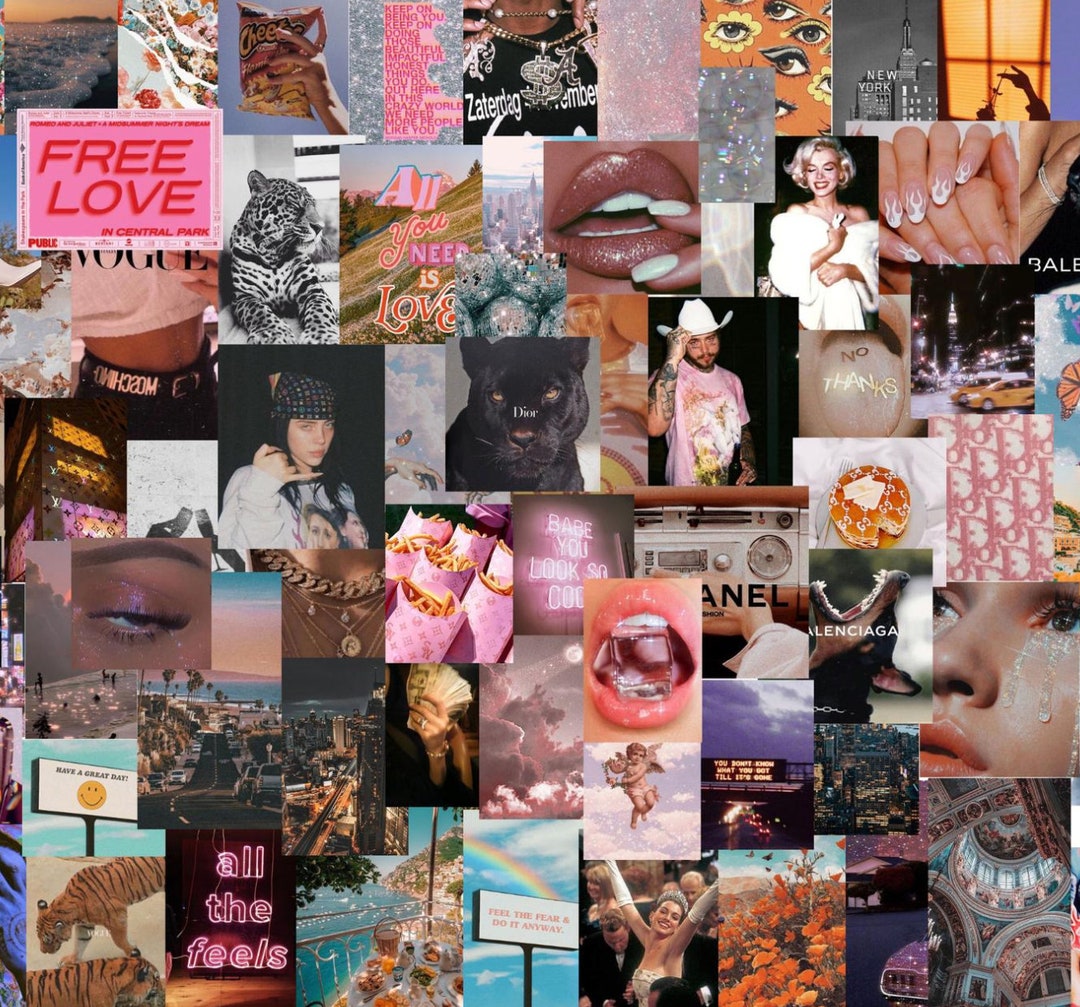 City Nights Rainbow Aesthetic Photo Wall Collage Kit - 100 Pieces ...