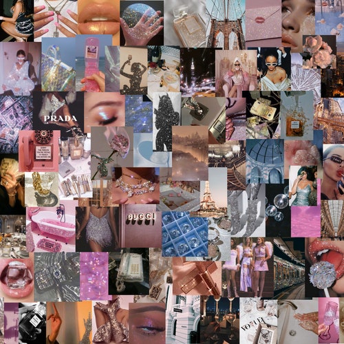 Boujee Glam Aesthetic Wall Collage Kit 100 Pieces Digital Etsy
