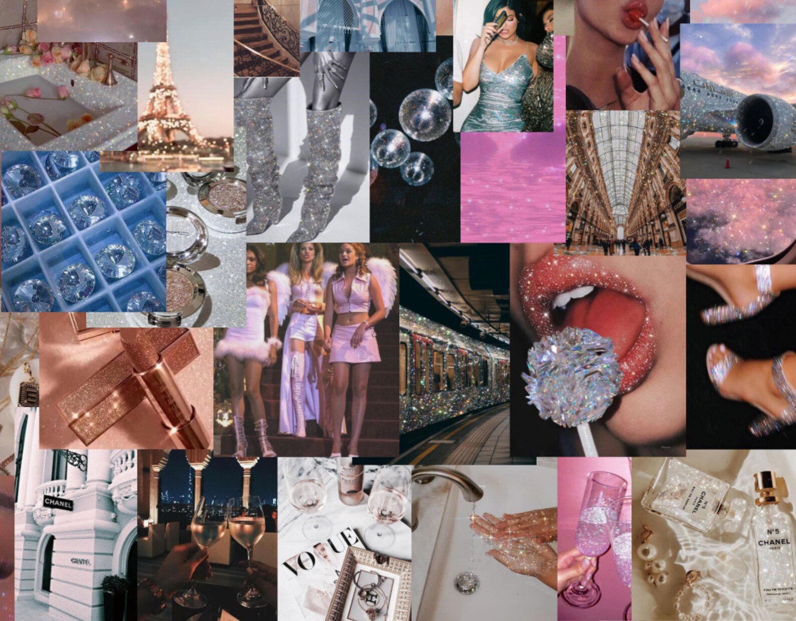 Boujee Glam Aesthetic Wall Collage Kit 100 Pieces Digital Download Etsy