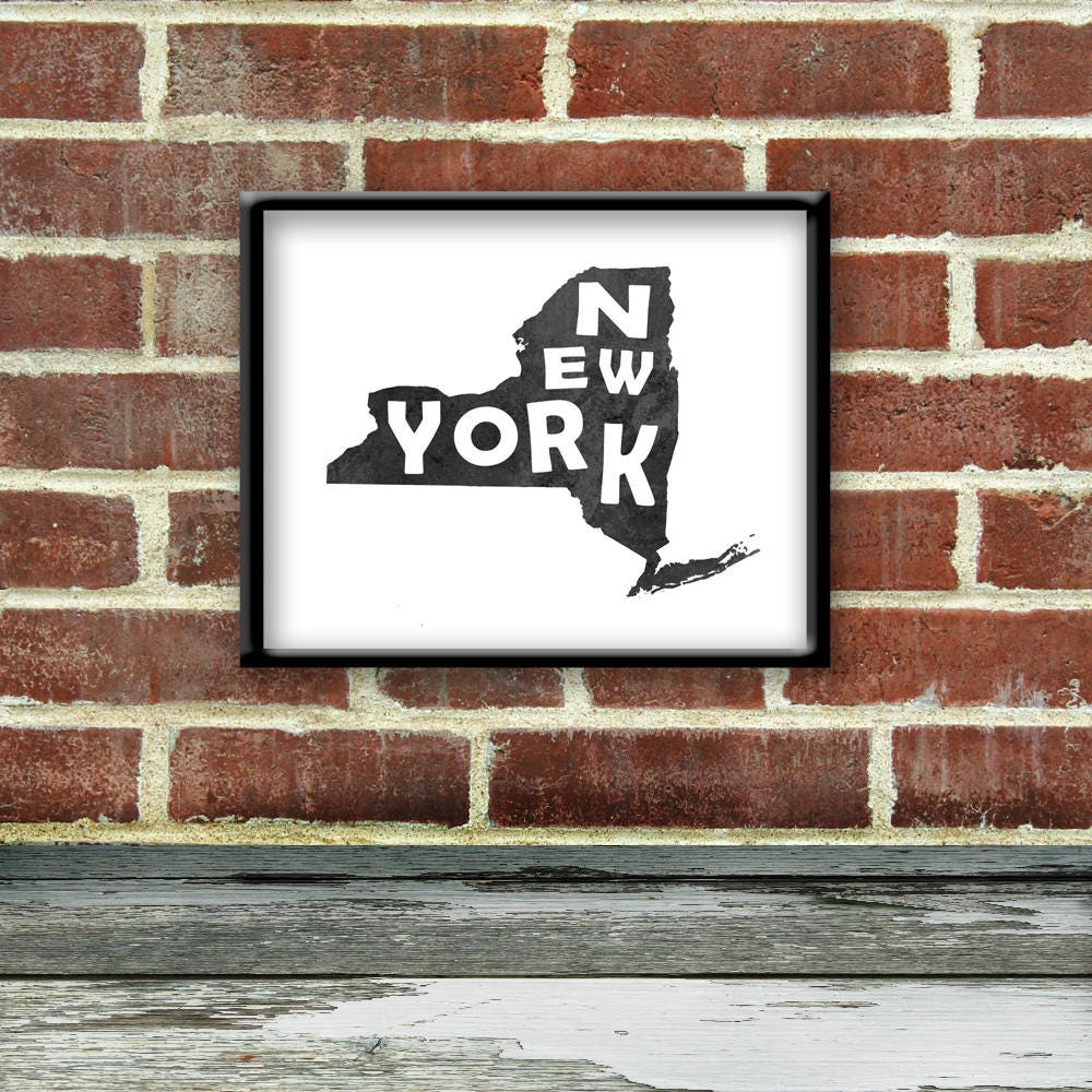 New York Map Digital Download Printable Wall Art Instant - Etsy