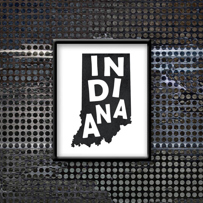 Printable Indiana State Art Print, Instant Download, Printable Wall Art ...