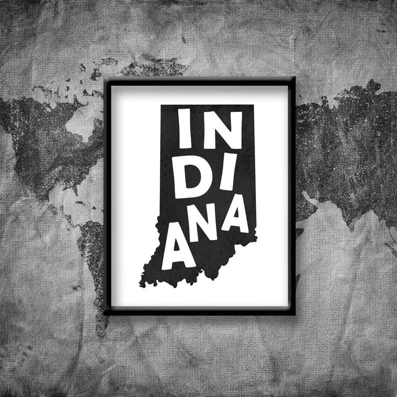 Printable Indiana State Art Print, Instant Download, Printable Wall Art ...