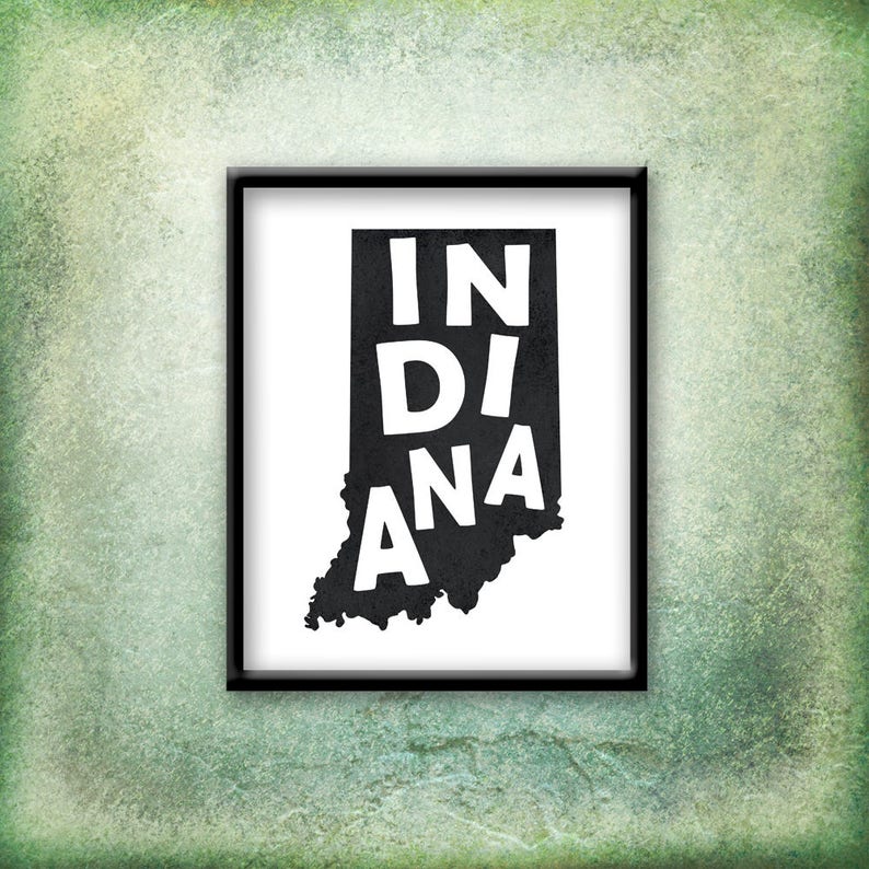 Printable Indiana State Art Print Instant Download Printable - Etsy