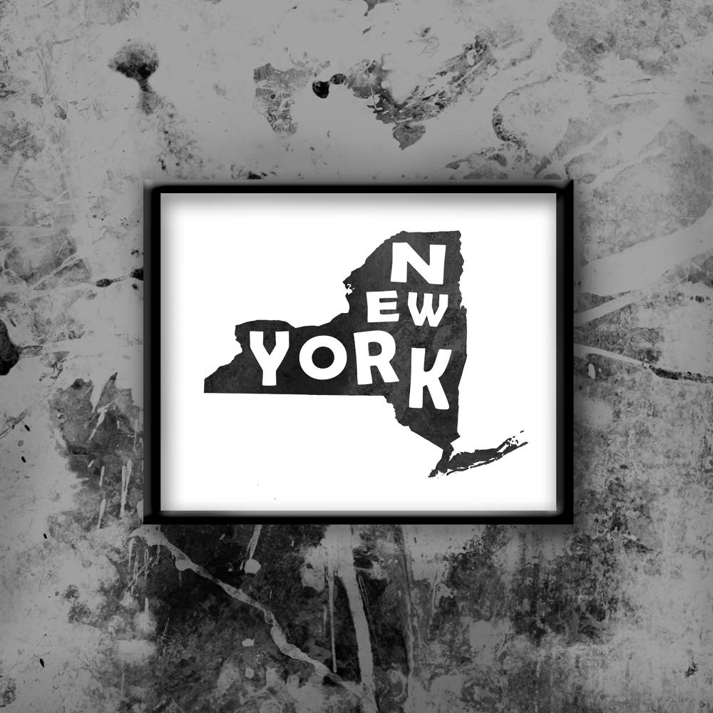 New York Map Digital Download Printable Wall Art Instant - Etsy