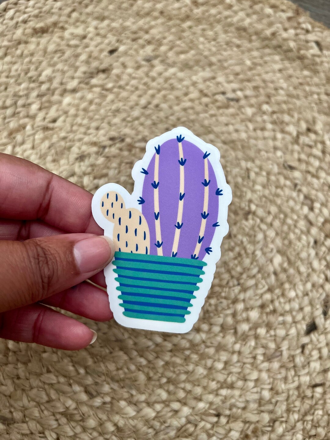 Adorable Cactus Design - Waterproof Vinyl Sticker for Laptops, Water ...