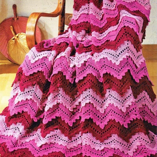 Tier Drop Afghan Vintage Crochet Blanket Pattern Retro | Etsy