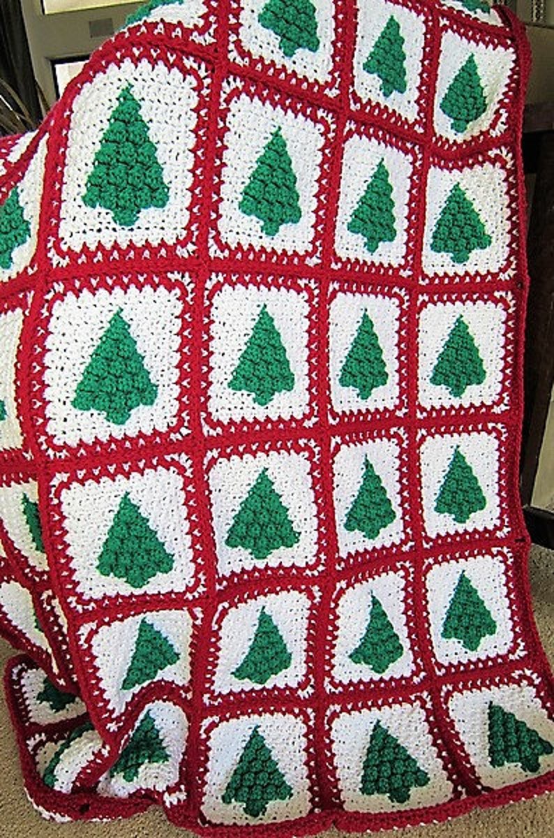 Vintage Crochet Pattern Cluster Stitch Christmas Trees Afghan | Etsy