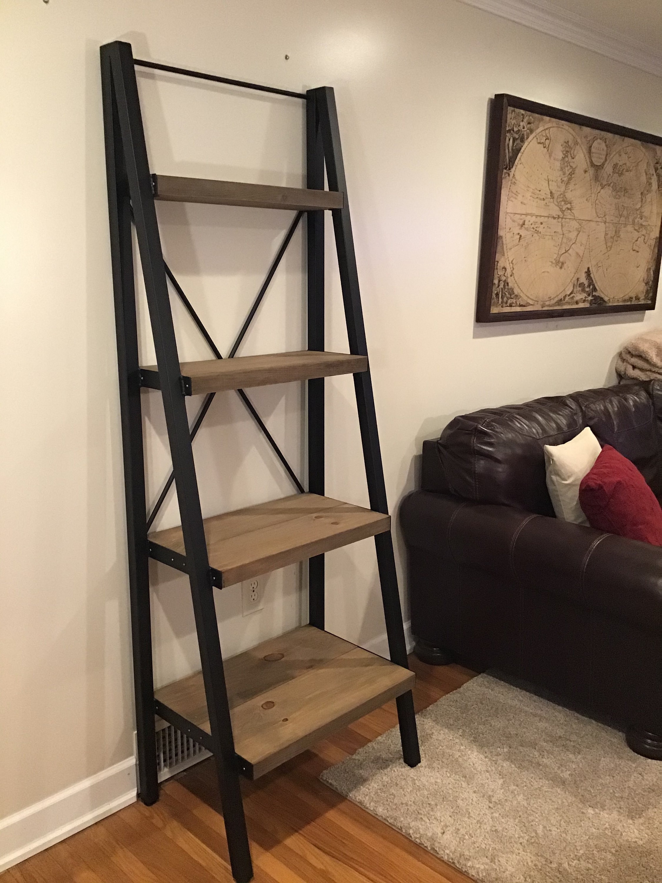 Industrial Ladder Shelf FREE SHIPPING Farmhouse Reclaimed Wood Book Shelf Wooden Ladder Decor Rustic Decor Etsy