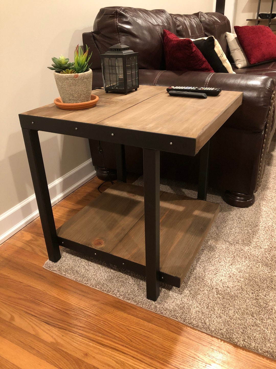 Industrial Side Table - FREE SHIPPING - Farmhouse - Reclaimed Wood ...