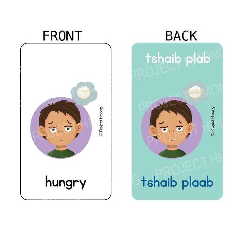 Bilingual Hmong Flashcards English/white Hmong/mong Leng for Toddlers ...