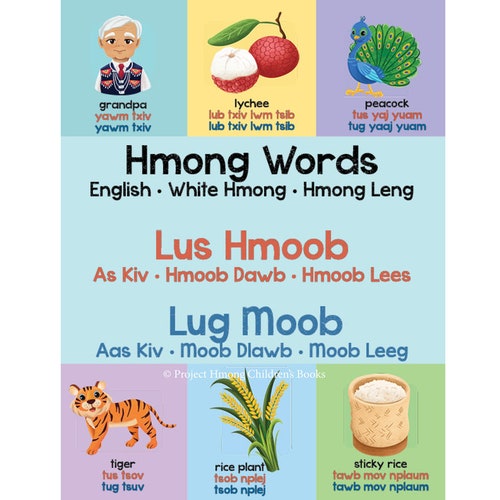 Hmong Words Lus Hmoob Lug Moob: Bilingual Hmong Language - Etsy