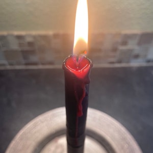 Bleeding Candle Sticks/taper Candles/ Black With Hidden Red Set of Two ...